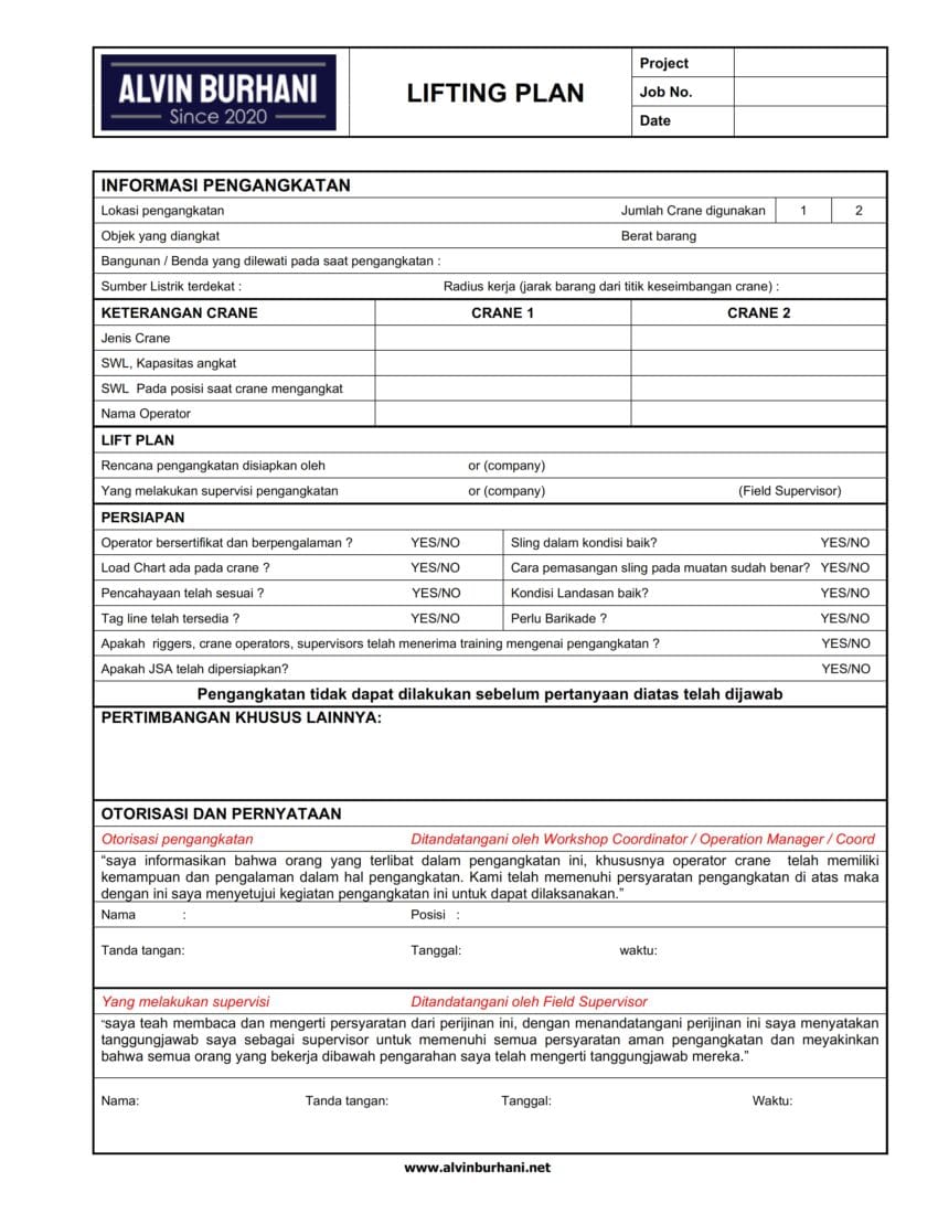 Lifting Plan Form - ALVINBURHANI.NET